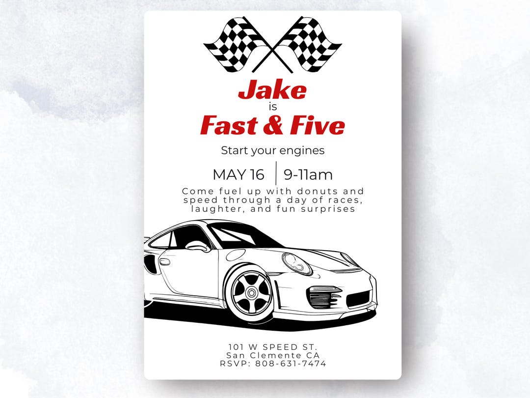 Race Car Party Invite | Editable Digital Download | Custom Racing Theme ...