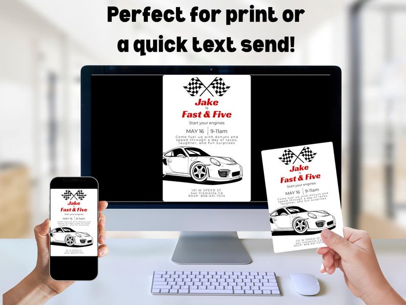 Race Car Party Invite | Editable Digital Download | Custom Racing Theme ...
