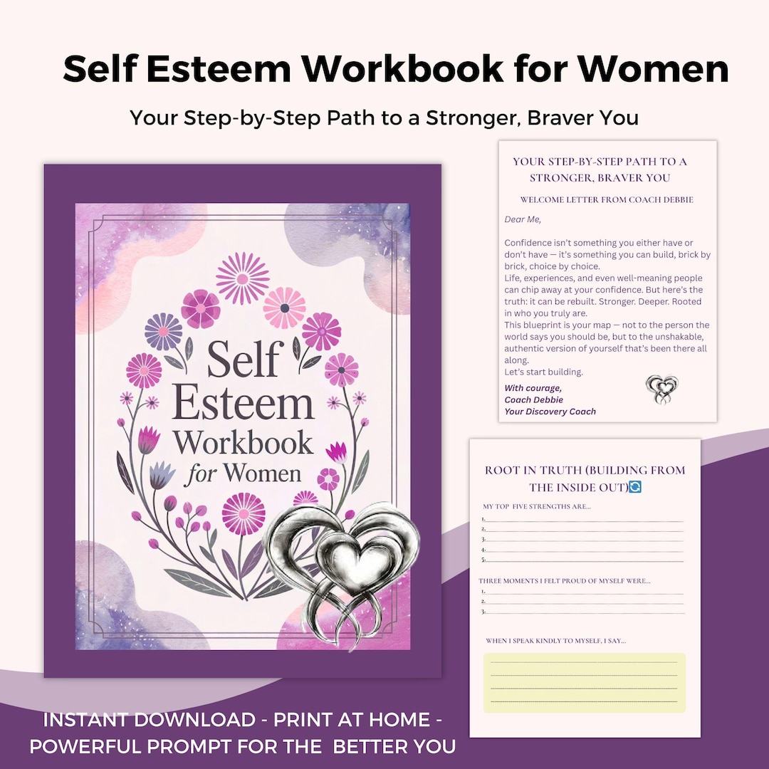 Self Esteem Workbook for Women, Confidence Journal, Guided Self Help ...