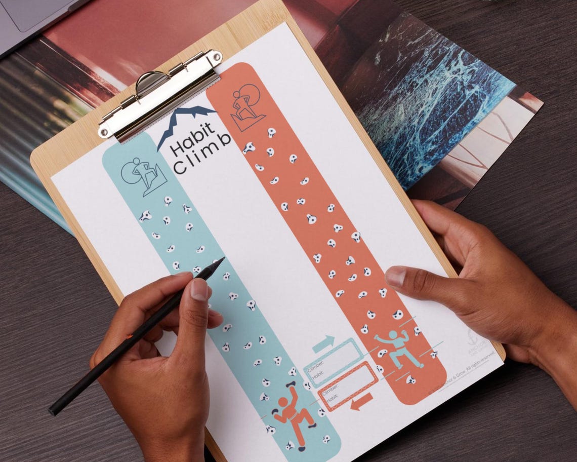 Printable Rock-climbing Habit Tracker • Motivational Routine Game ...