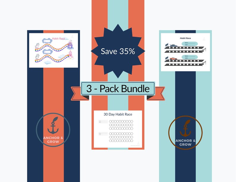 Habit Tracker Bundle - Race Car Game + Unicorn Trail + Minimal Grid (3 ...