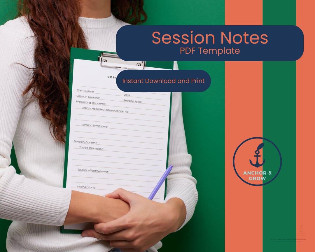 Therapy Session Note Template | Printable PDF - Etsy