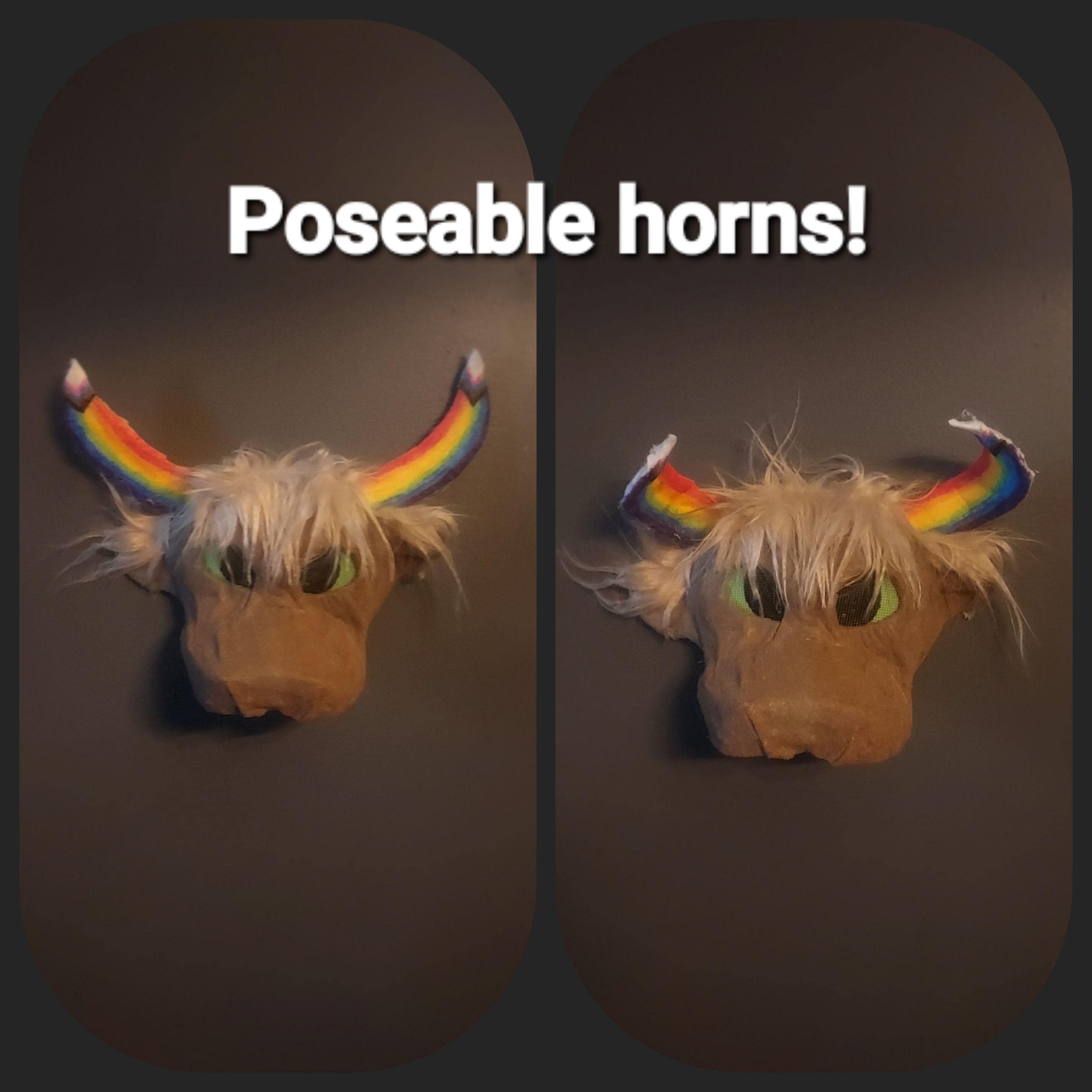 LGBTQ+ Pride Highland Cow Therian Mask (poseable Horns) - Etsy