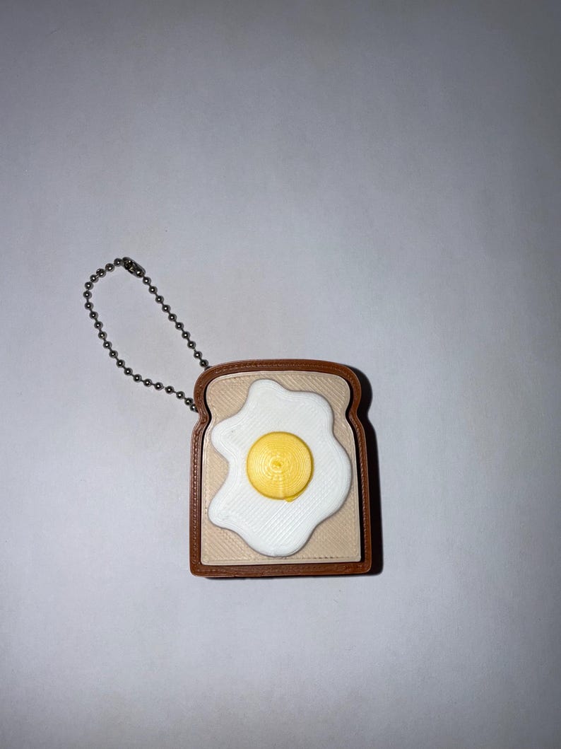 3D Printed Toast With Egg Keycap Fidget Toy Keychain, Sensory Desk Toy ...