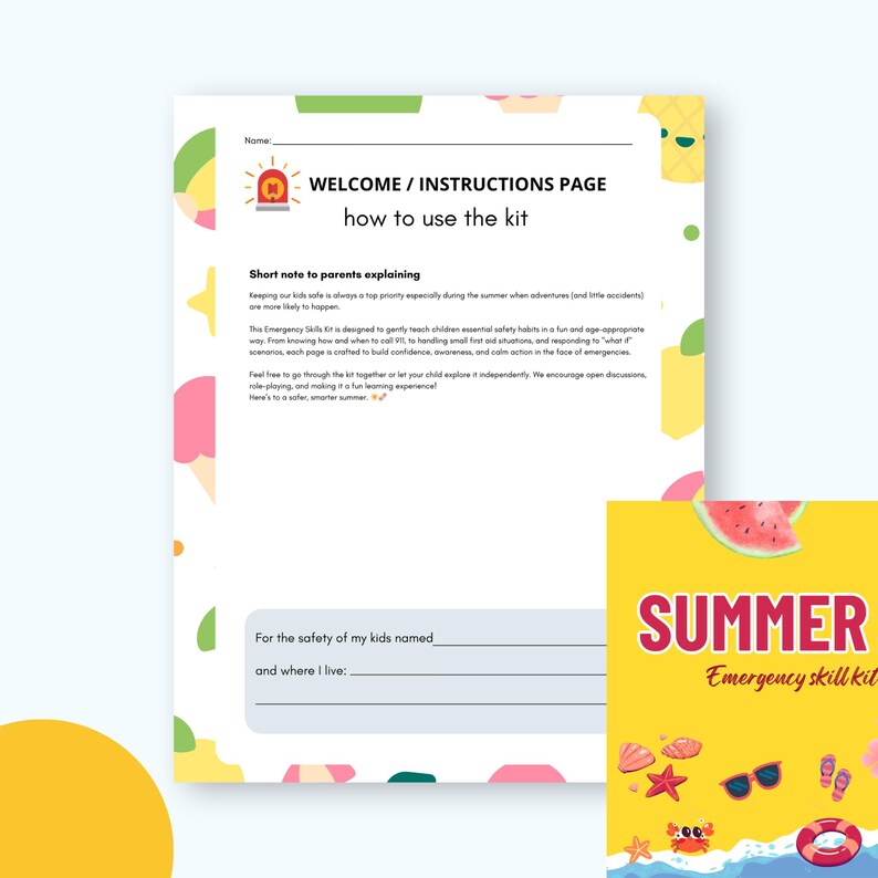 Summer Emergency Skills Kit for Kids - Etsy