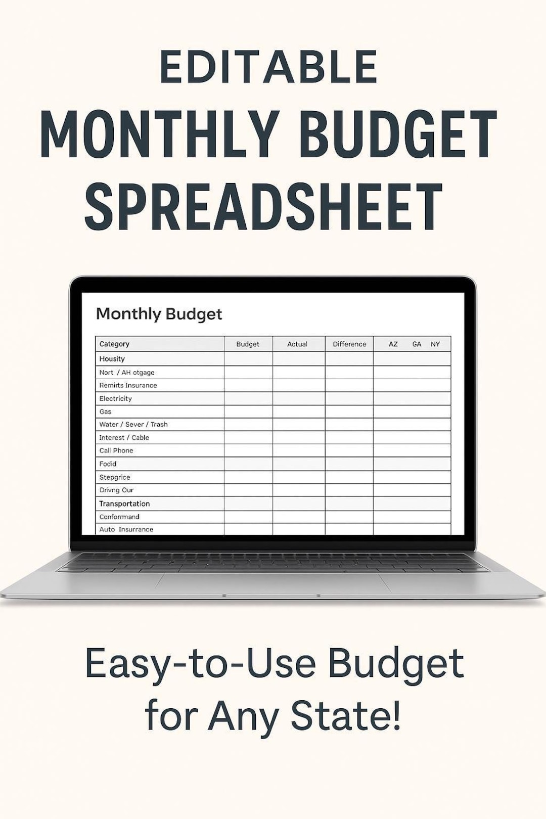 Editable Monthly Budget Planner – Digital Google Sheets Budget Tracker ...