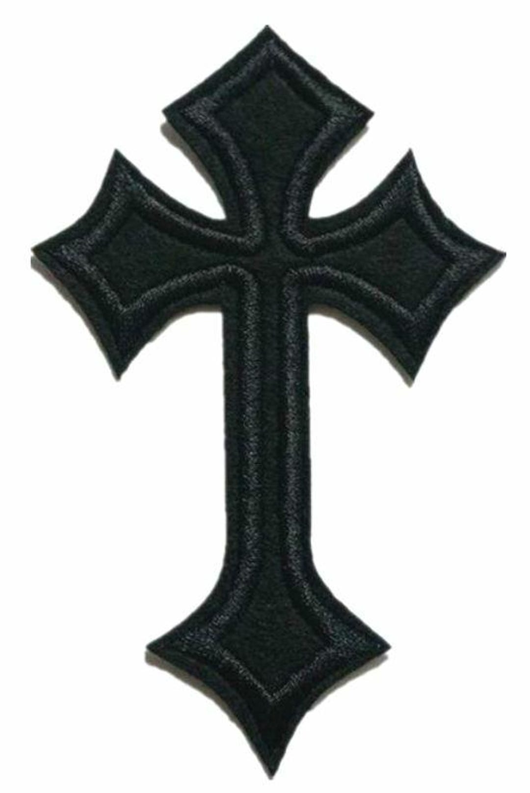 Black Iron on Embroidered Cross Patch Applique 4" - Etsy