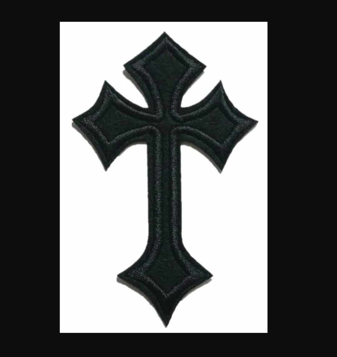 Black Iron on Embroidered Cross Patch Applique 4" - Etsy