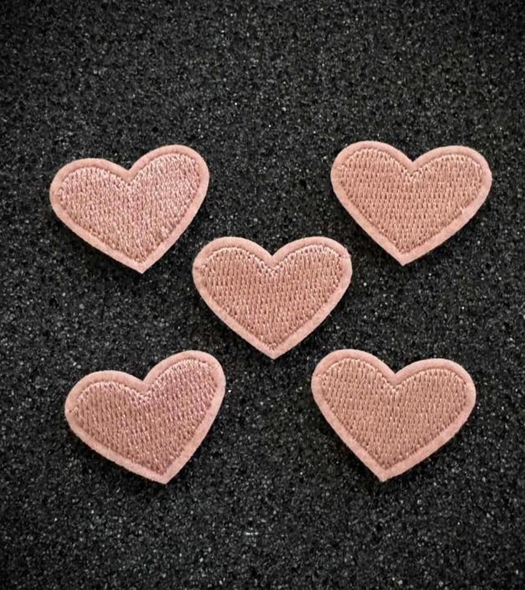 Petite Mauve Pink Heart Appliques Set of 5 Embroidered Patch 1" Iron On ...