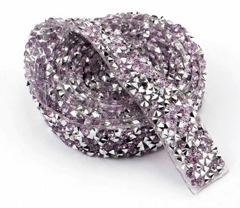 Crystal Silver Lavender Rhinestone Bridal Belt Trim Iron on Snagless .5 ...