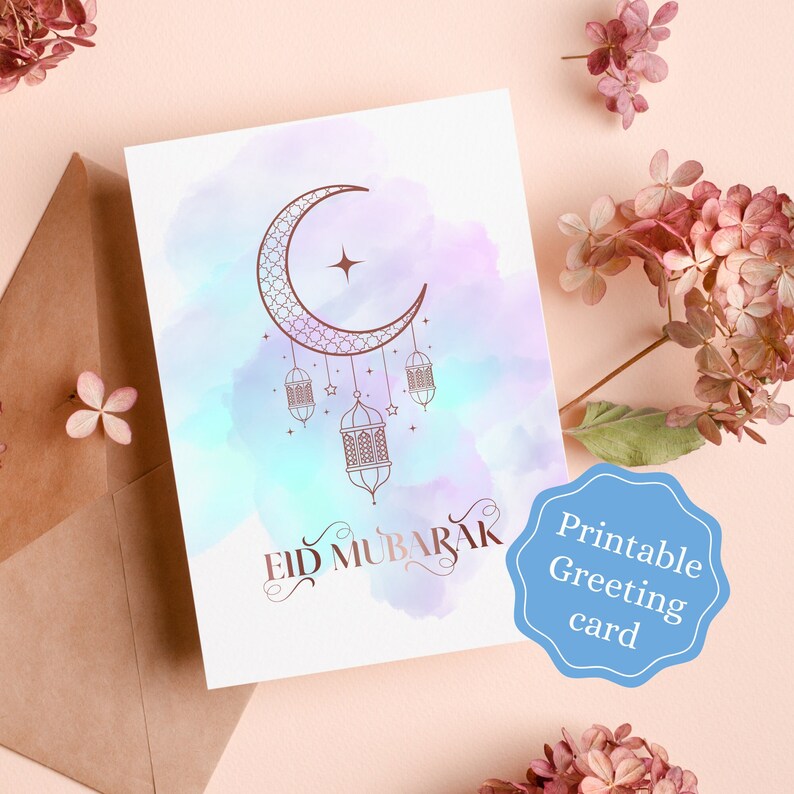 Eid Mubarak Card - Digital/printable Eid Card, Instant Download PDF ...