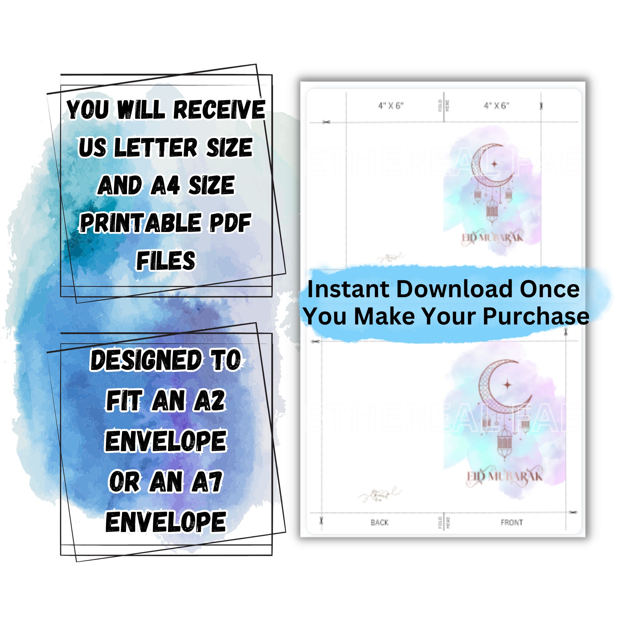 Eid Mubarak Card - Digital/printable Eid Card, Instant Download PDF ...