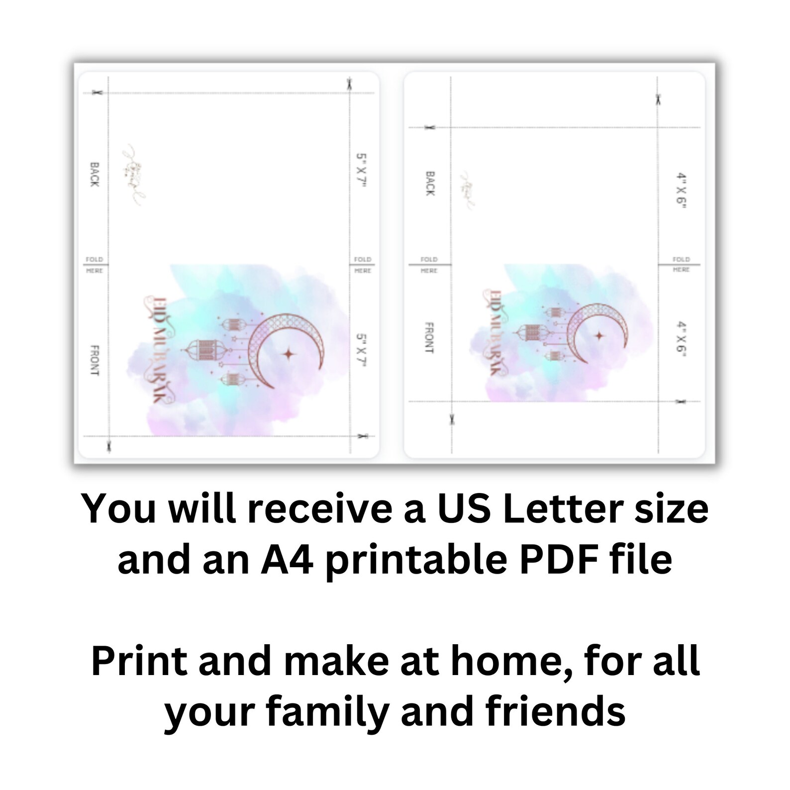 Eid Mubarak Card - Digital/printable Eid Card, Instant Download PDF ...