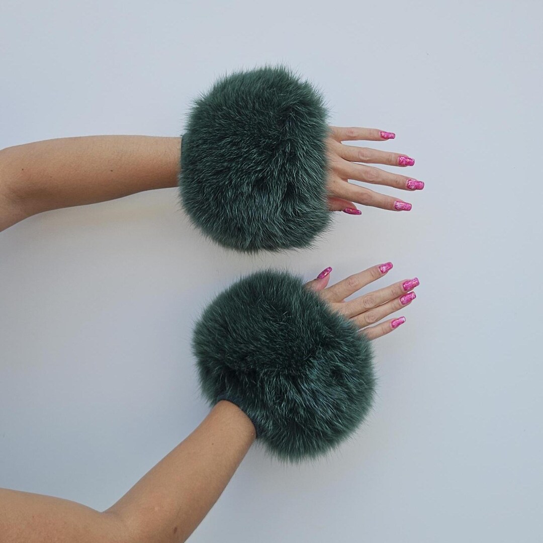 Fur Cuffs, Fox Cuffs, Real Green Fox Fur - Etsy