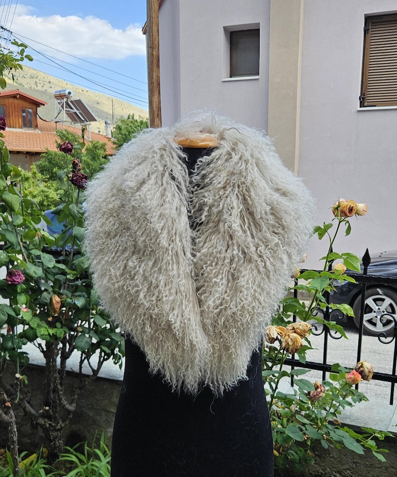 Fur Collar,real Fur Collar,beige Mongolian Fur Collar - Etsy