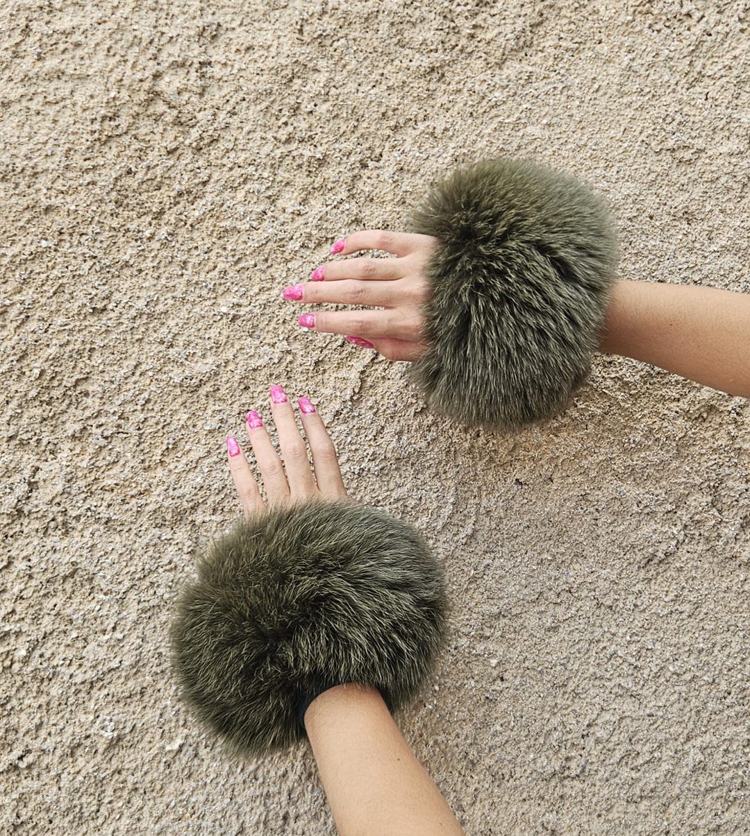 Fur Cuffs, Fox Cuffs, Real Green Fox Fur - Etsy