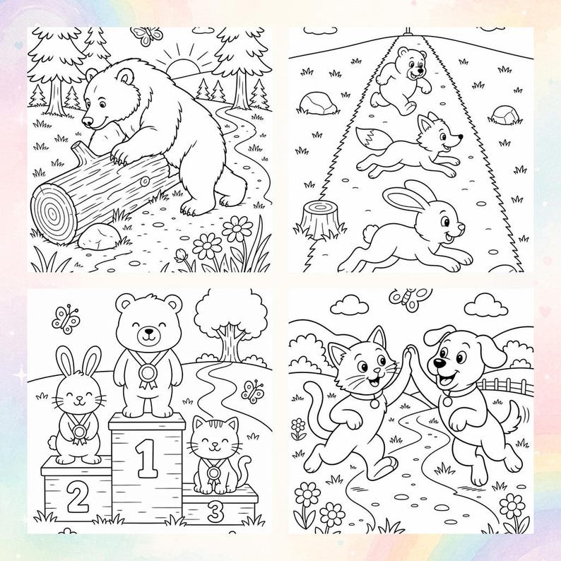 Animal Race Day Coloring Book: Fun Racing Animals, Kids Activity (PDF ...