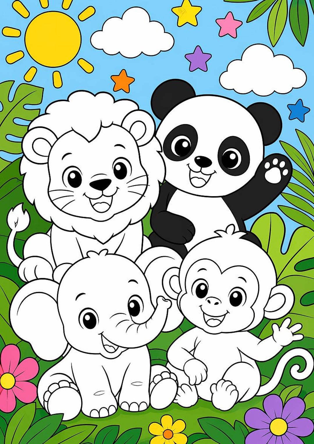 Baby Zoo Animals Coloring Book: Printable Pages (PDF Download) - Etsy
