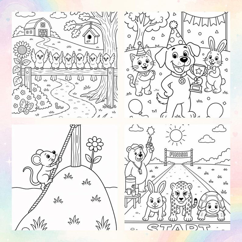 Animal Race Day Coloring Book: Fun Racing Animals, Kids Activity (PDF ...