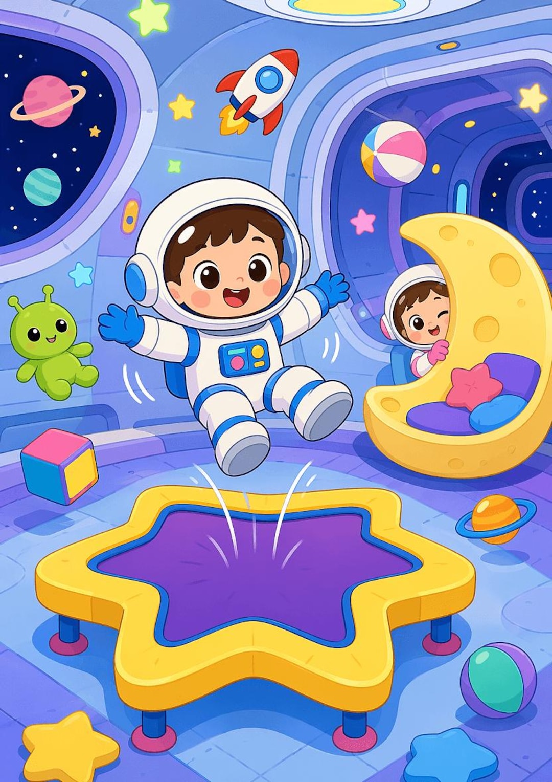 Space Station Coloring Book: Astronauts, Planets, Rockets (digital ...