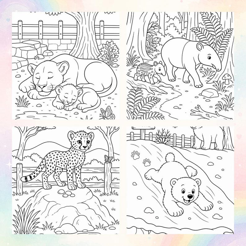 Baby Zoo Animals Coloring Book: Printable Pages (PDF Download) - Etsy
