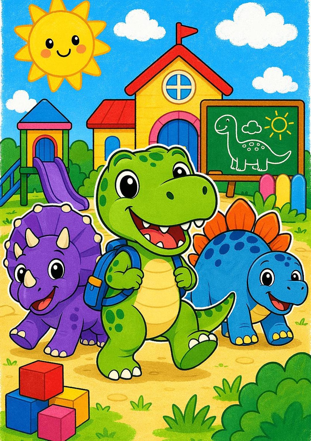 Dinosaur School Coloring Book: Friendly Dino Pages, Printable PDF ...