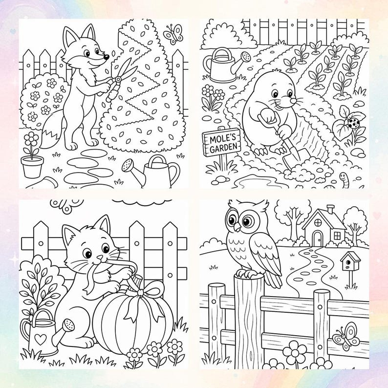 Printable Garden Animals Coloring Pages for Kids: Bunny, Squirrel ...