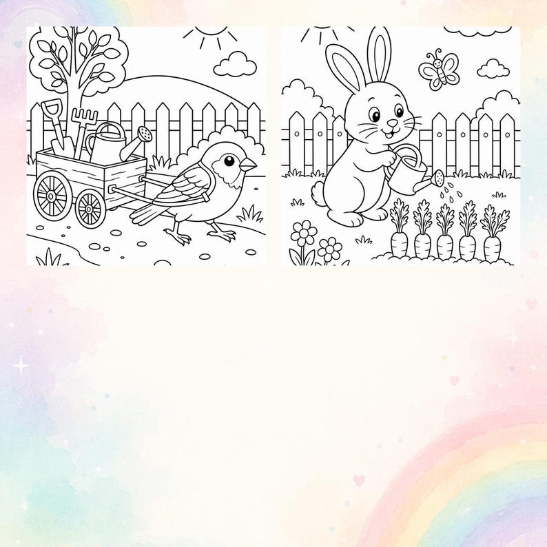 Printable Garden Animals Coloring Pages for Kids: Bunny, Squirrel ...