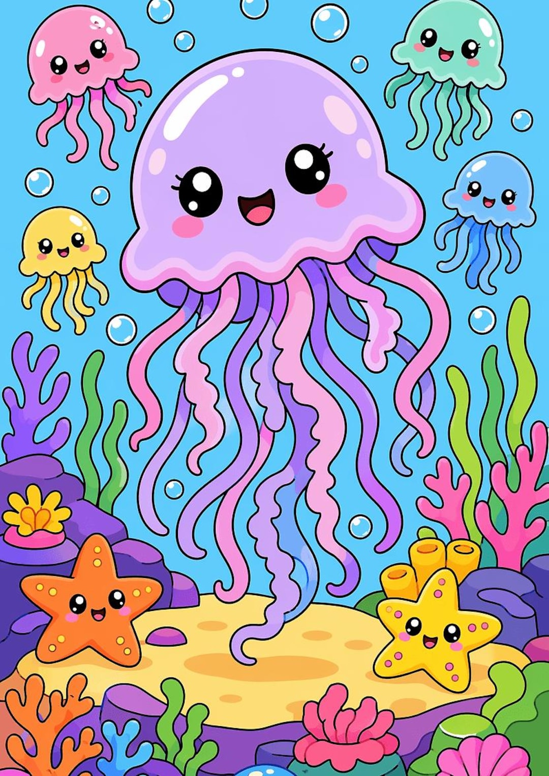Jellyfish Dance Party Coloring Book: Underwater Sea Life Pages (PDF ...