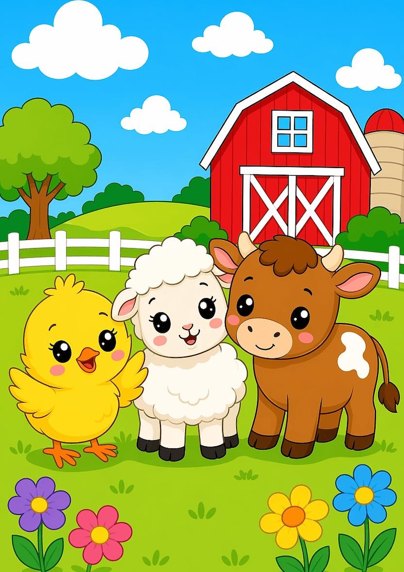 Farm Animal Baby Coloring Book: Chicks, Lambs, Calves (PDF Download) - Etsy