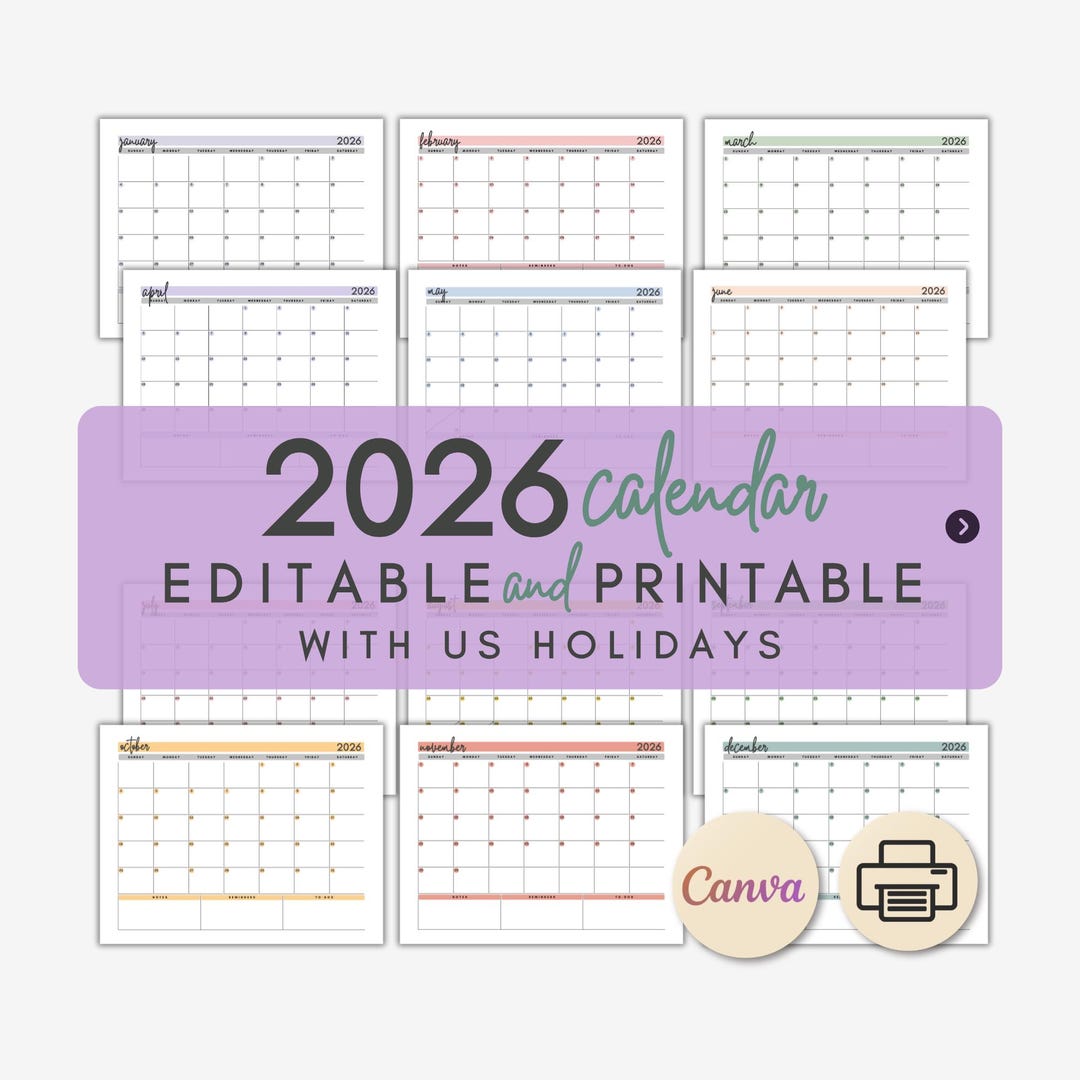 2026 Calendar With U.S. Holidays | Minimalist Printable Monthly Planner ...