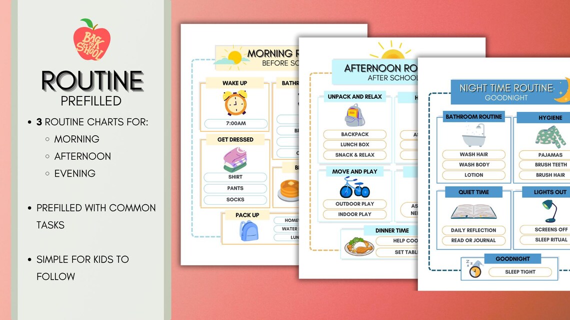 Back to School Routine Bundle | Printable Menus, Routine Trackers ...