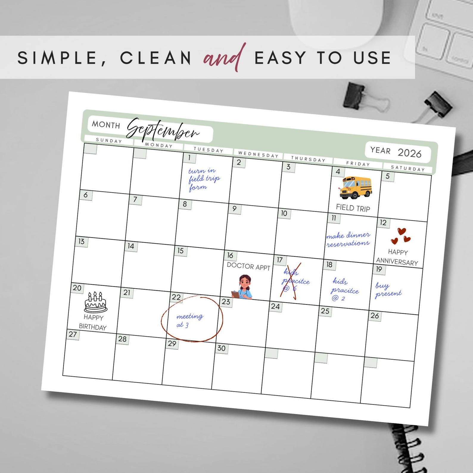 Blank Monthly Calendar Printable • Undated Monthly Planner • 13 Colors ...