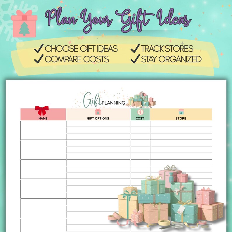 Printable Christmas Gift Tracker & Planner | Budget and Gift Planning ...