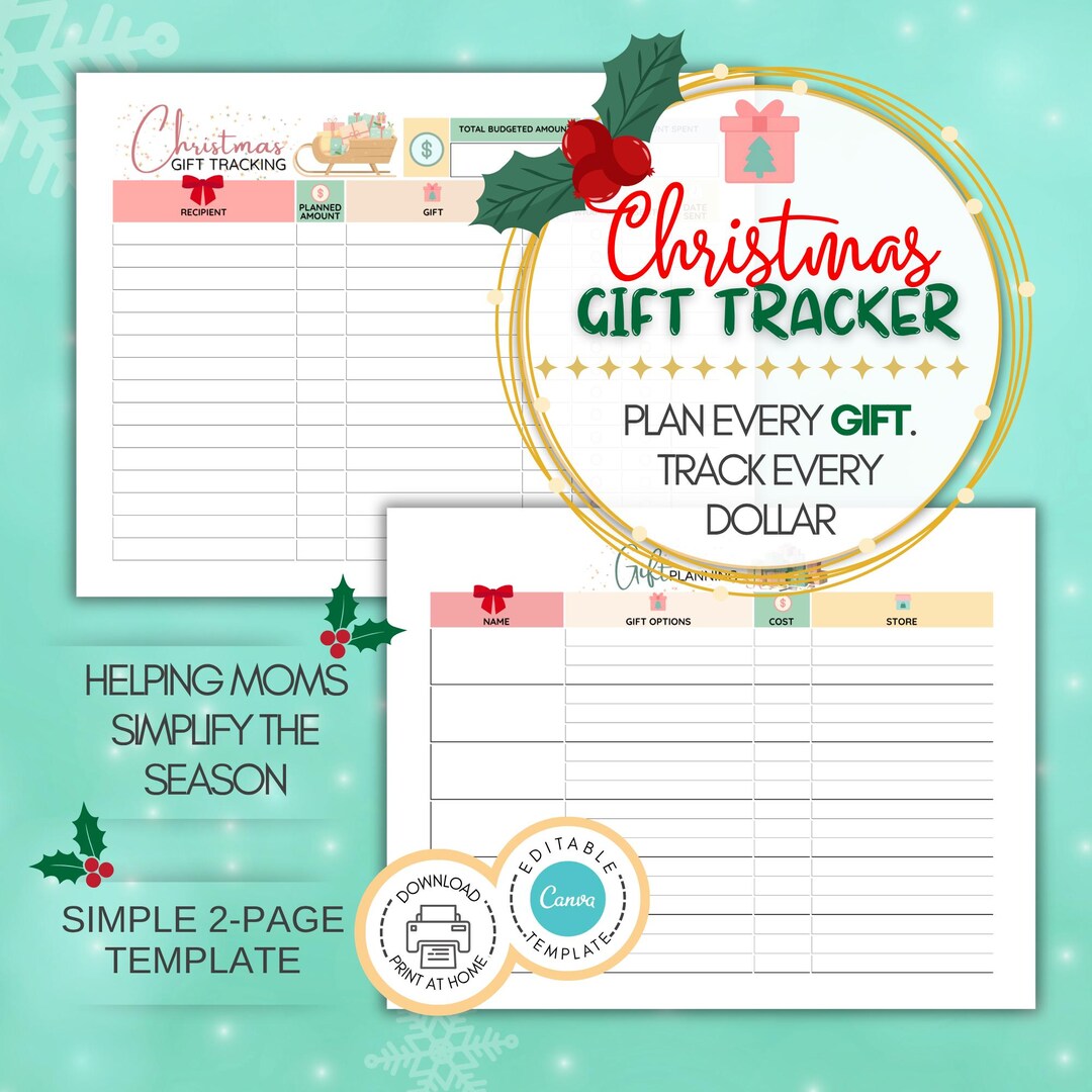 Printable Christmas Gift Tracker & Planner | Budget and Gift Planning ...