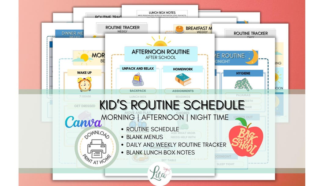 Back to School Routine Bundle | Printable Menus, Routine Trackers ...