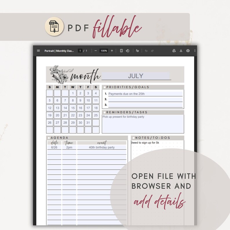 Monthly Overview Planner Template | Canva Editable, Printable ...