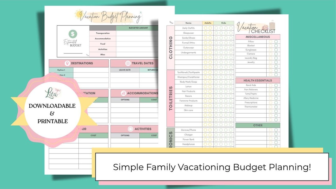 Printable | Family Vacation Budgeting | Packing Checklist | Trip ...