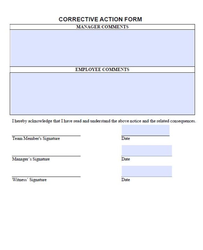 Corrective Action Form - Etsy