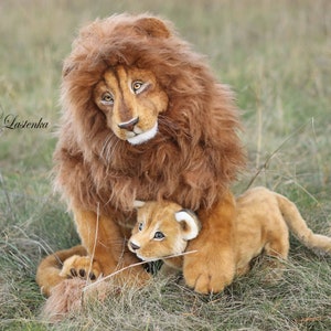 Big Realistic Lion and Lion Cub. - Etsy