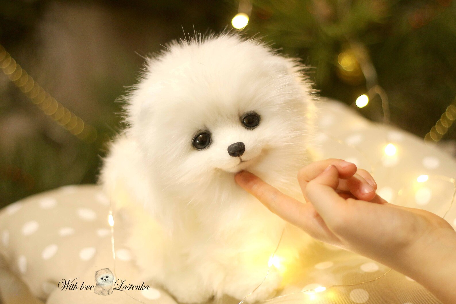 Puppy Pomeranian SnowBall. Artist Stuffed dog collectible toy | Etsy