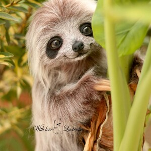 Sloth Stuffed Realistic Artist Toy. Stuffed OOAK Collectible Handmade ...