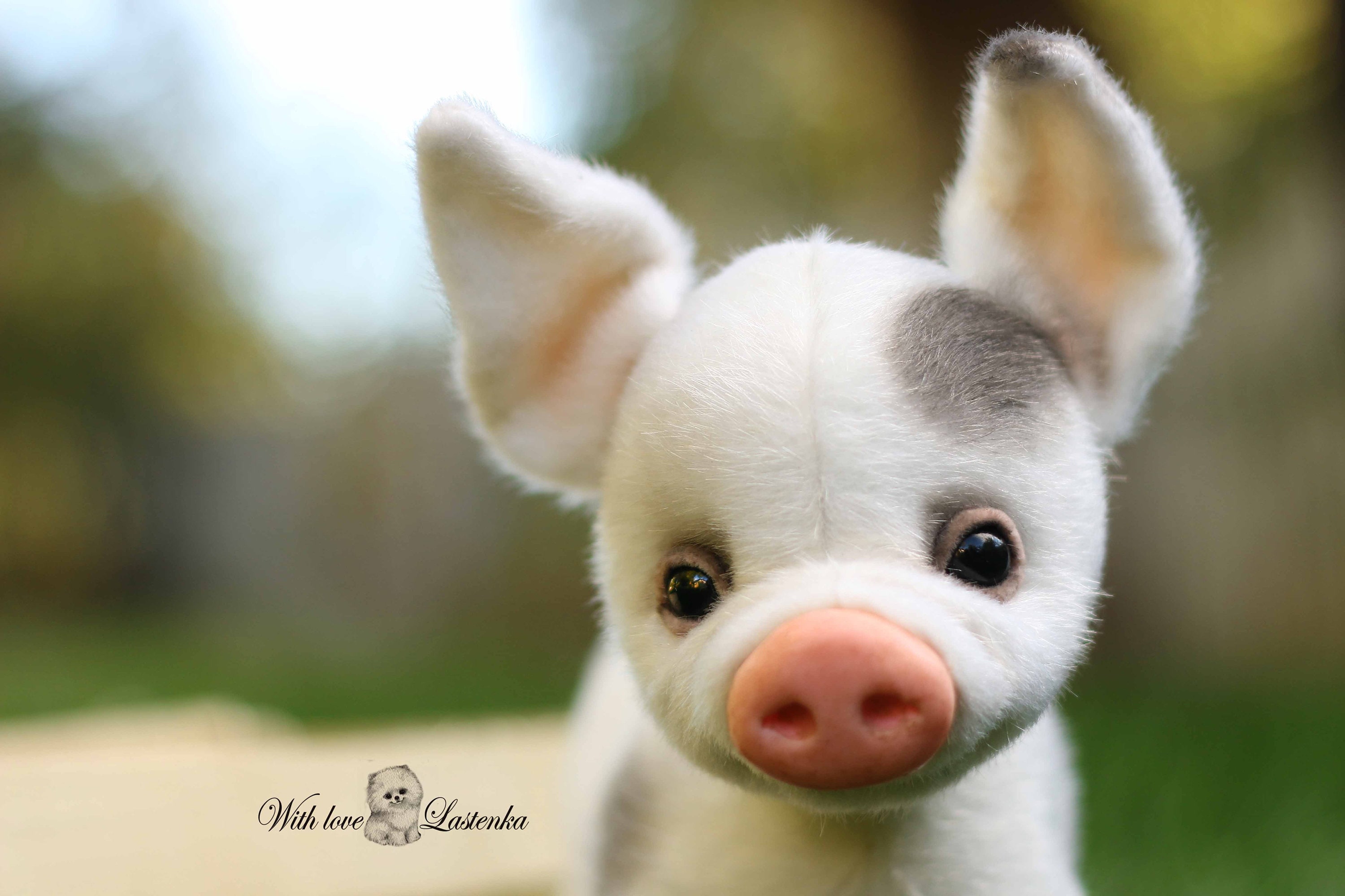 collectible pig pig doll plush artist piglet Ooak pig toy interior ...