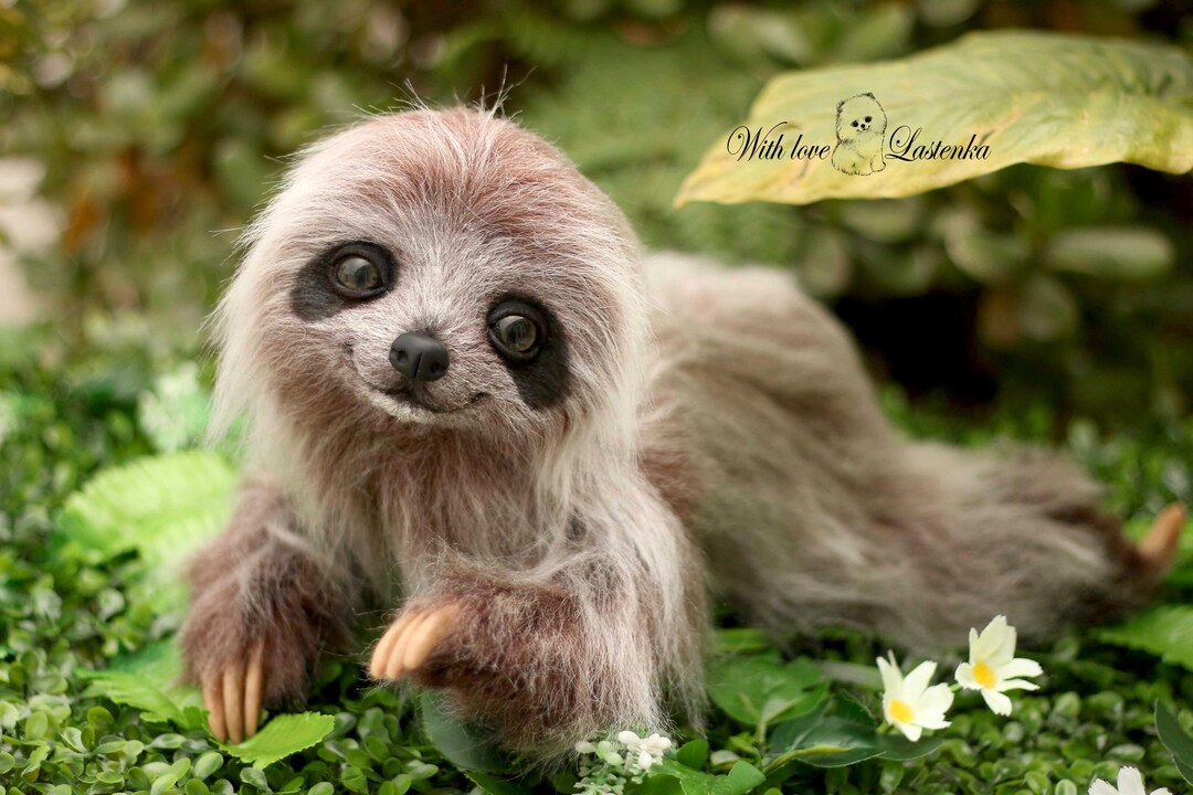Sloth Stuffed Realistic Artist Toy. Stuffed OOAK Collectible Handmade ...