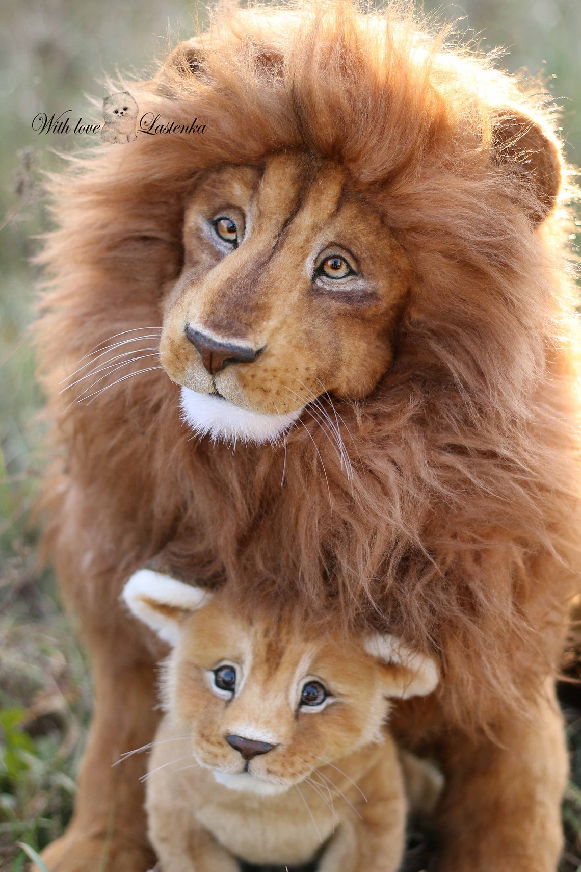 Big Realistic Lion and Lion Cub. - Etsy
