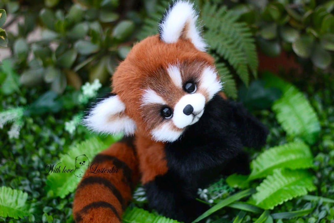 Red Panda Ruby Stuffed Toy. Handmade Plush Collectible OOAK Teddy Bear ...