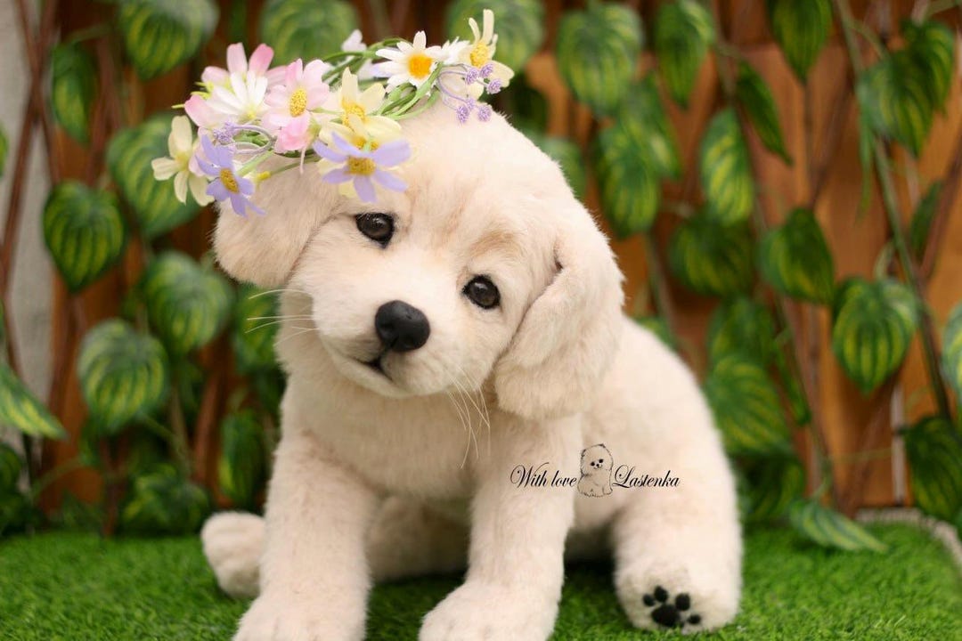 OOAK Golden Retriever Puppy Plush: Realistic Soft Sculpture Pet Replica ...