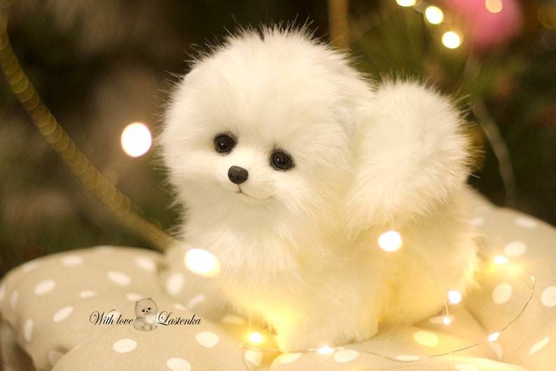 Puppy Pomeranian SnowBall. Artist Stuffed dog collectible toy | Etsy