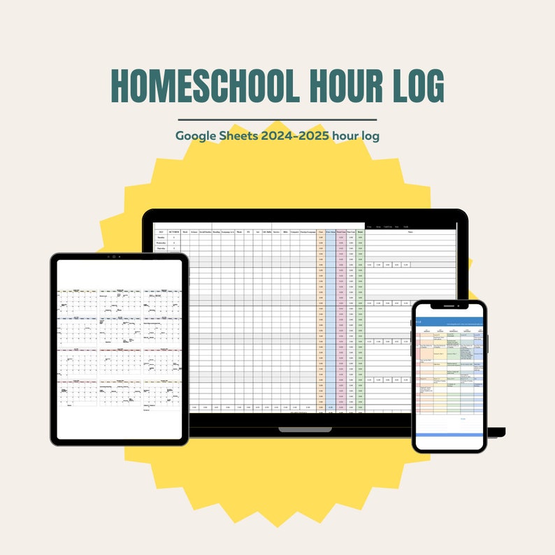 2024-2025 JULY Start Date, Editible Homeschool Hours Google Sheets ...