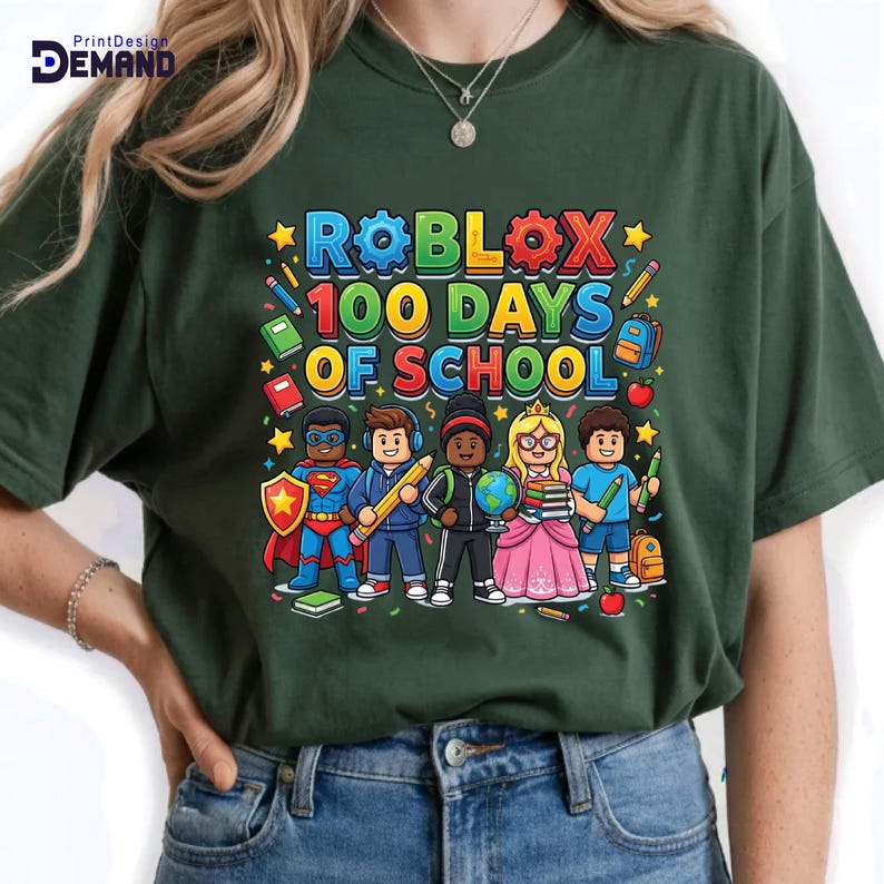 Roblox 100 Days of School T-shirt | Kids Video Game Tee - Etsy
